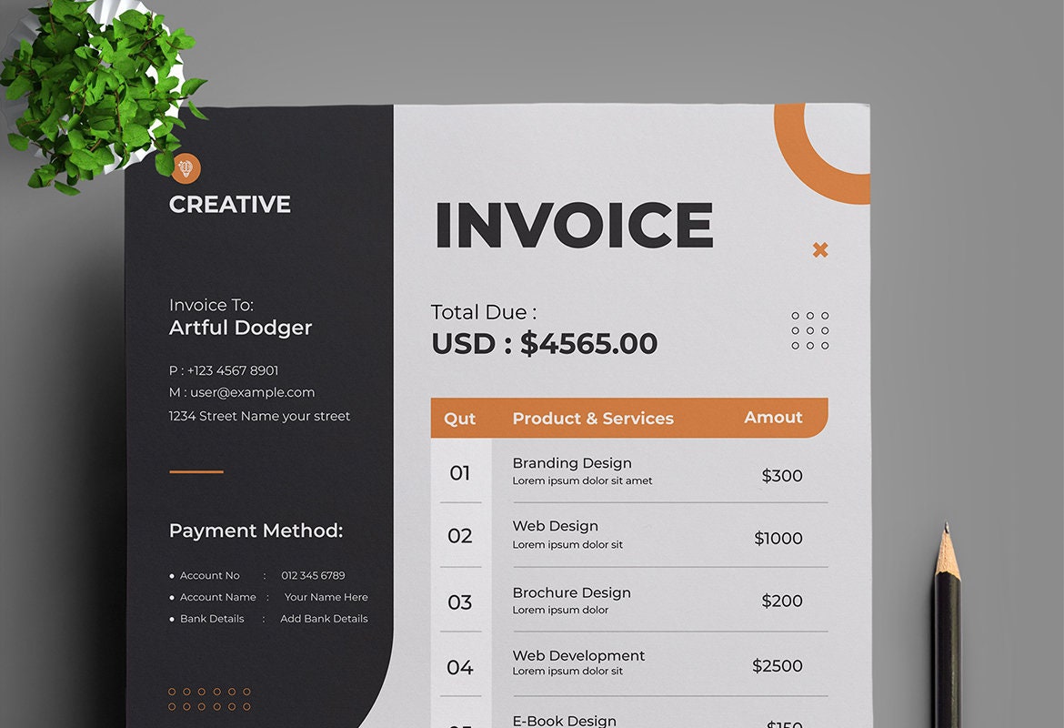 Creative Invoice Template - Etsy