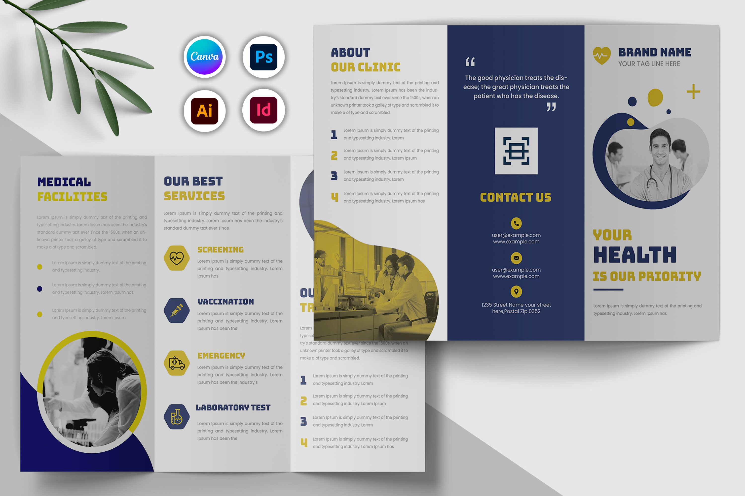 Trifold Brochure Layout With Tale Shades Accent | Instant Download ...