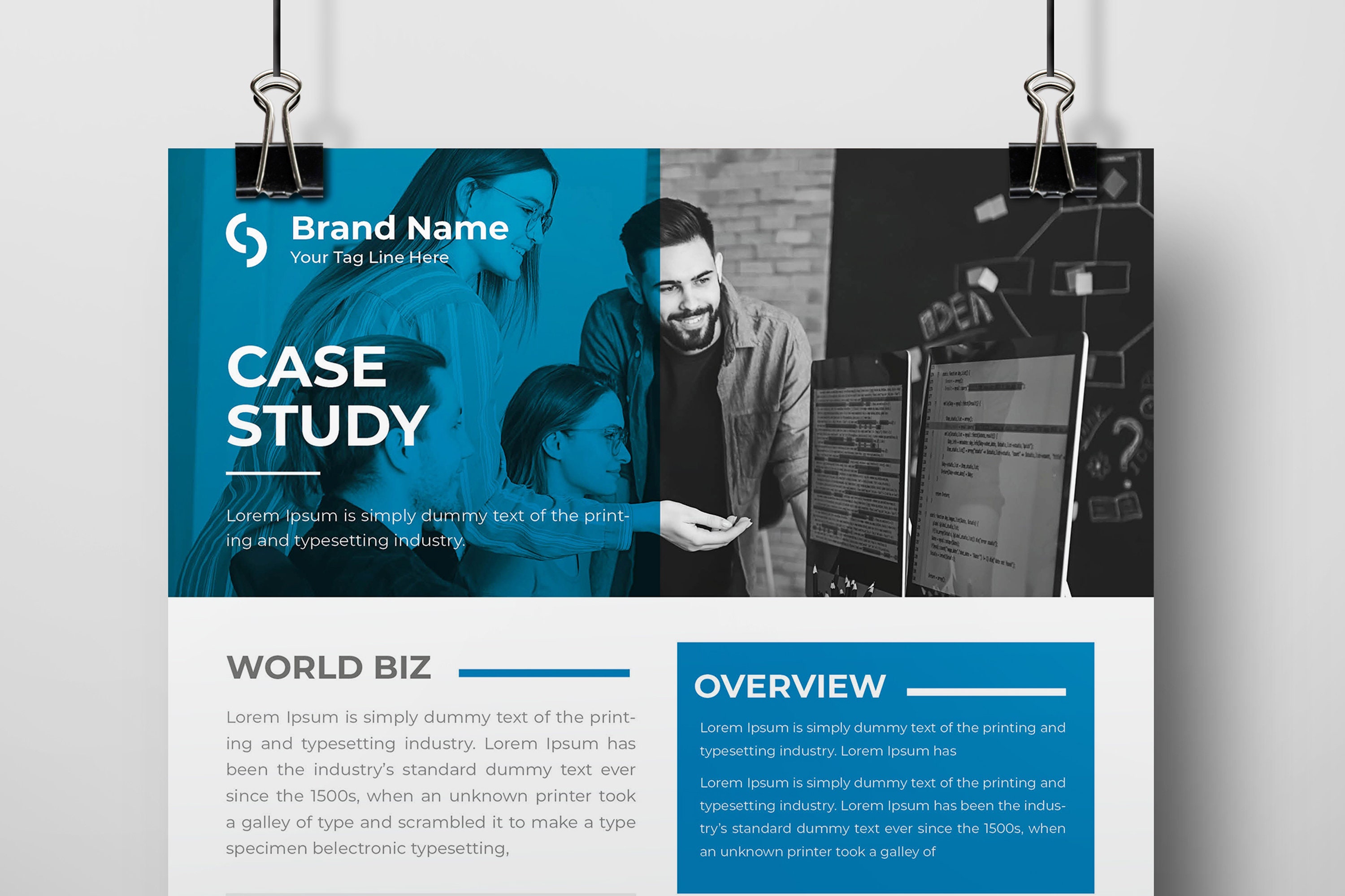 Clean Case Study Template, Case Study Flyer Template, - Etsy