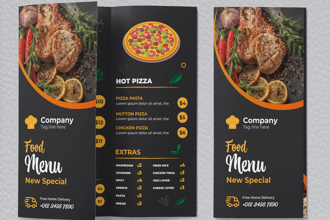 Yellow and Black Food Menu Layout | Brochure Template Layout - Etsy