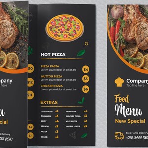 Yellow and Black Food Menu Layout | Brochure Template Layout - Etsy