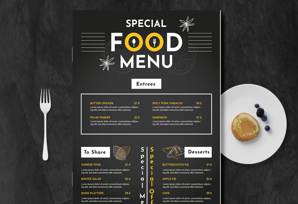 Food Menu Layout - Etsy