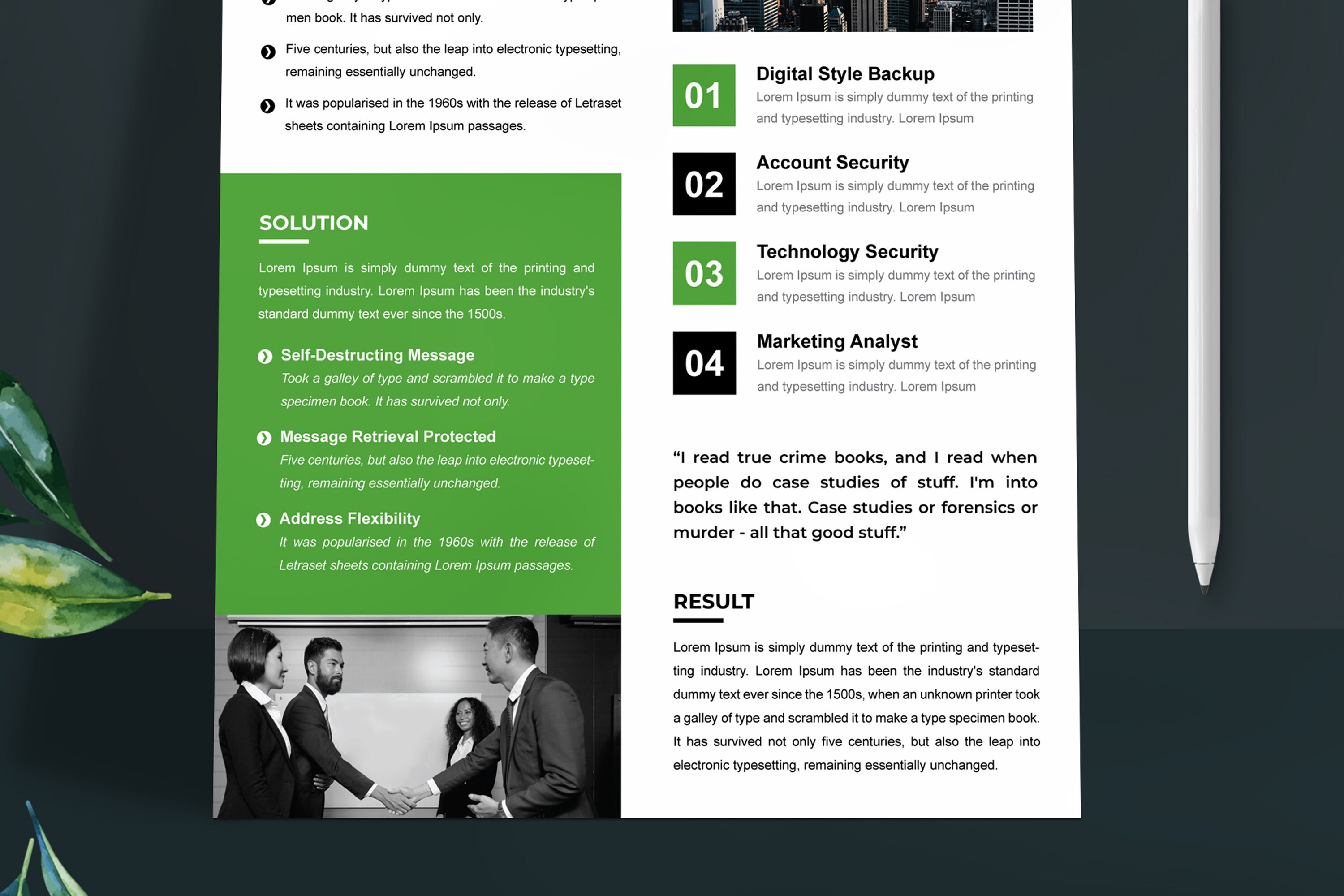 Case Study Layout With Green Accents | Instant Download & Canva ...