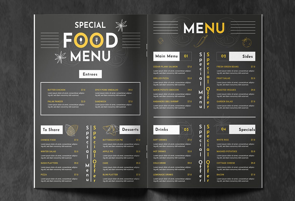 Food Menu Layout - Etsy