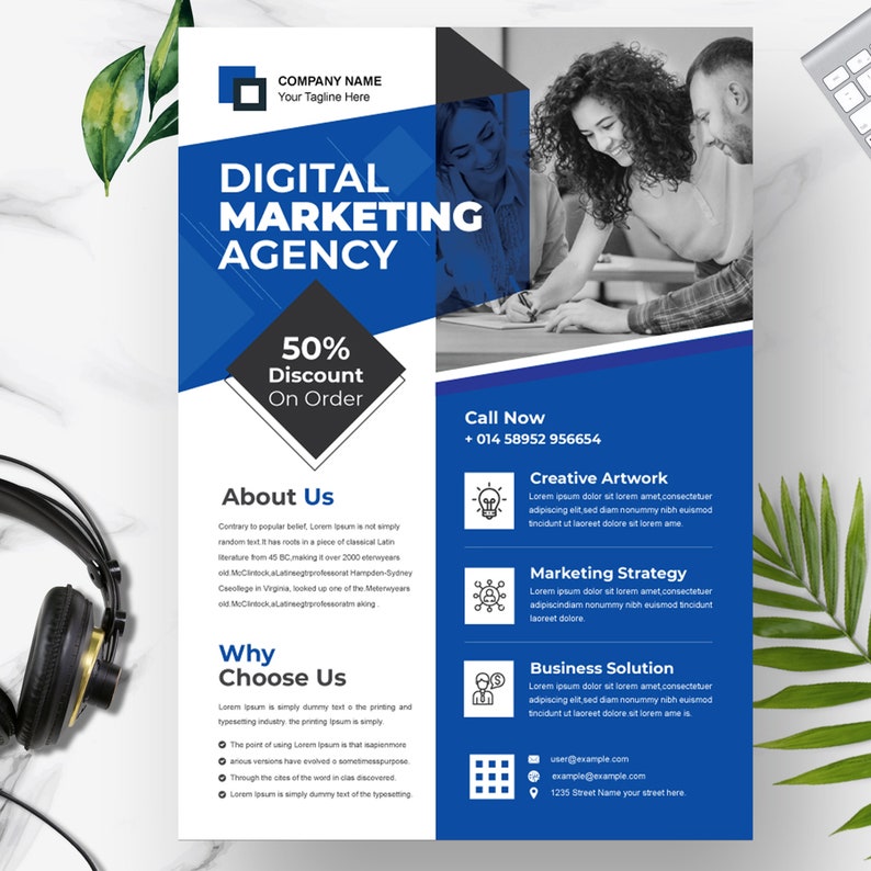 Corporate Blue Color Flyer Template Design Layout - Etsy