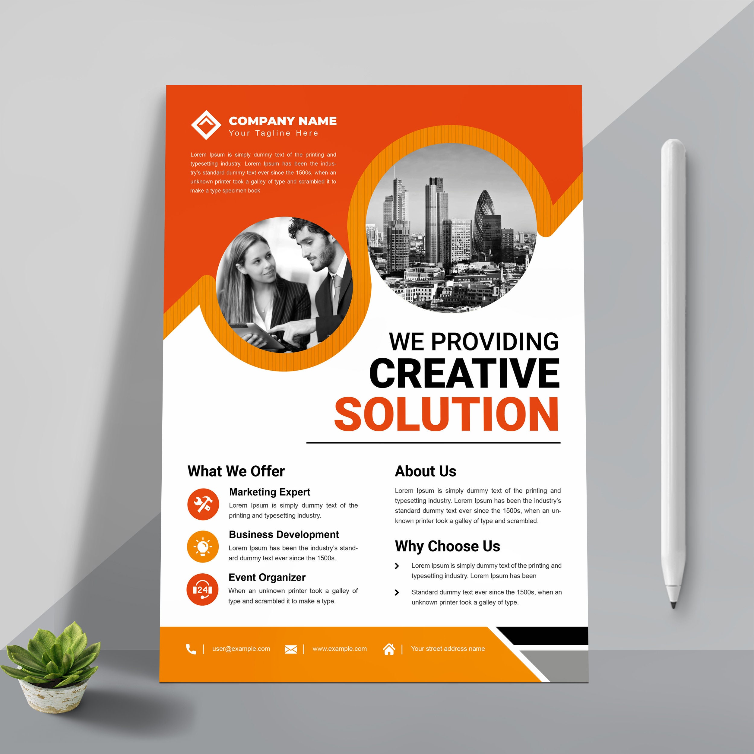 Corporate Business Service Flyer Template Design With Orange Color ...