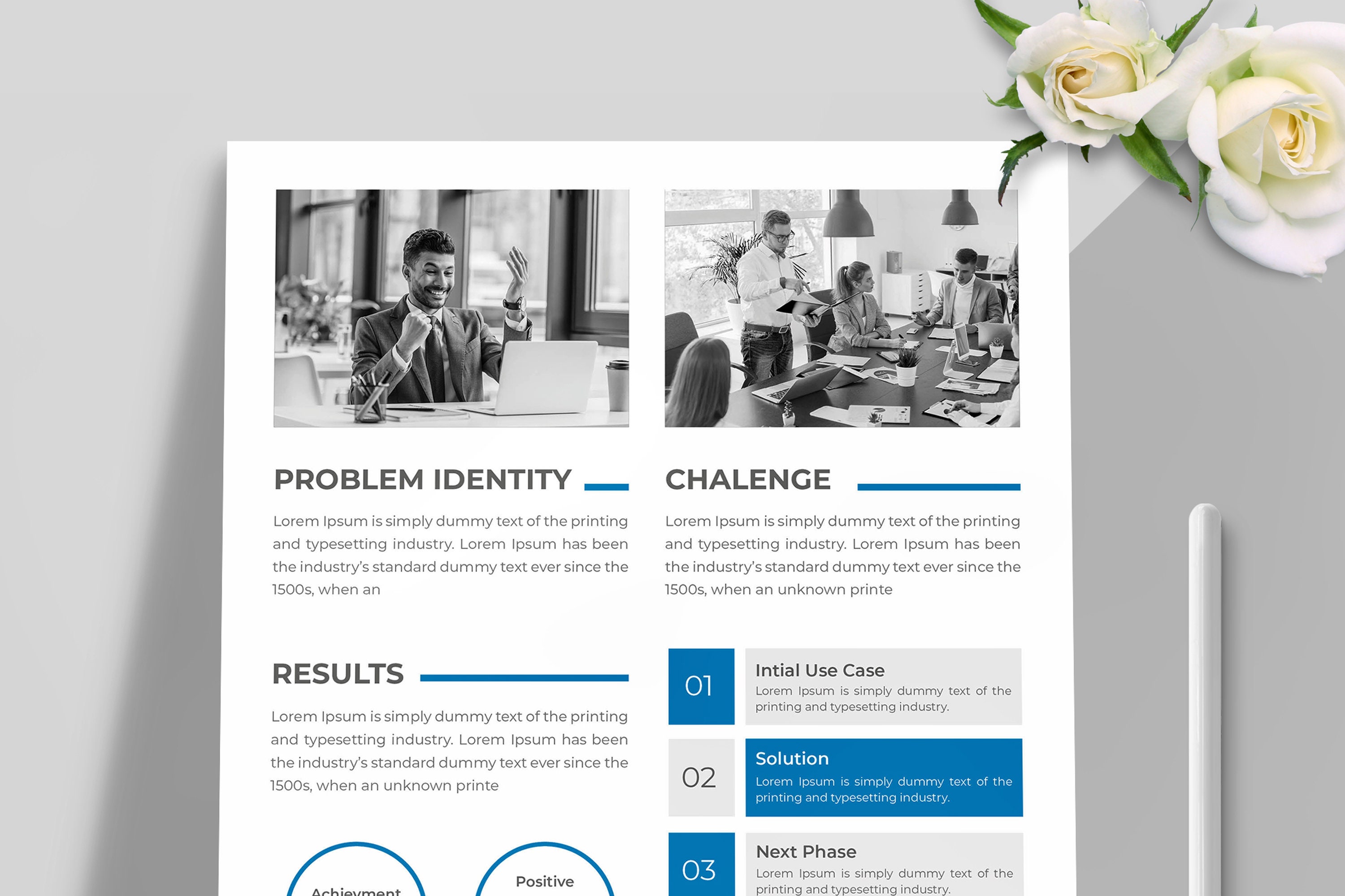 Clean Case Study Template, Case Study Flyer Template, - Etsy