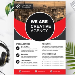 Red Color Flyer Template Design | Corporate Business Flyer Design - Etsy
