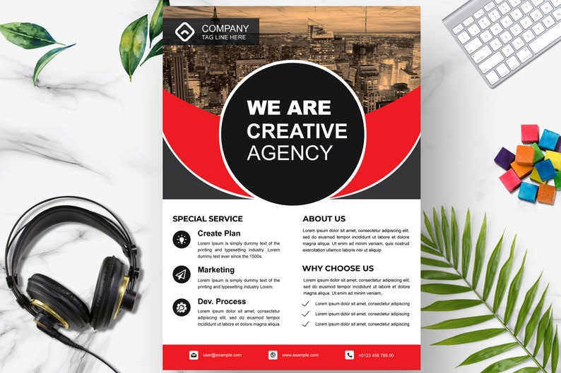 Red Color Flyer Template Design Corporate Business Flyer - Etsy