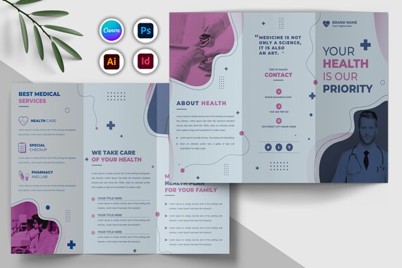 Medical Tri-fold Brochure Layout With Turquoise Accents - Etsy