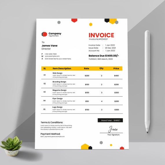 New Invoice 2022 2023 2024 2025 | Etsy Canada