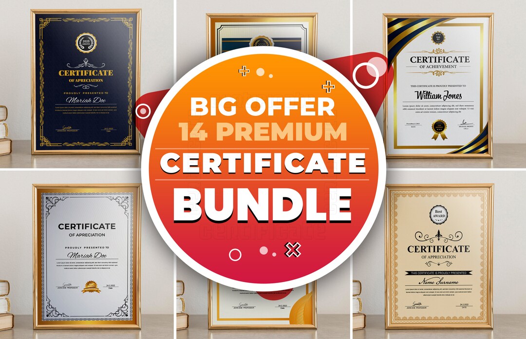 Certificate Template Bundle Design - 14 Templates - Certificate ...