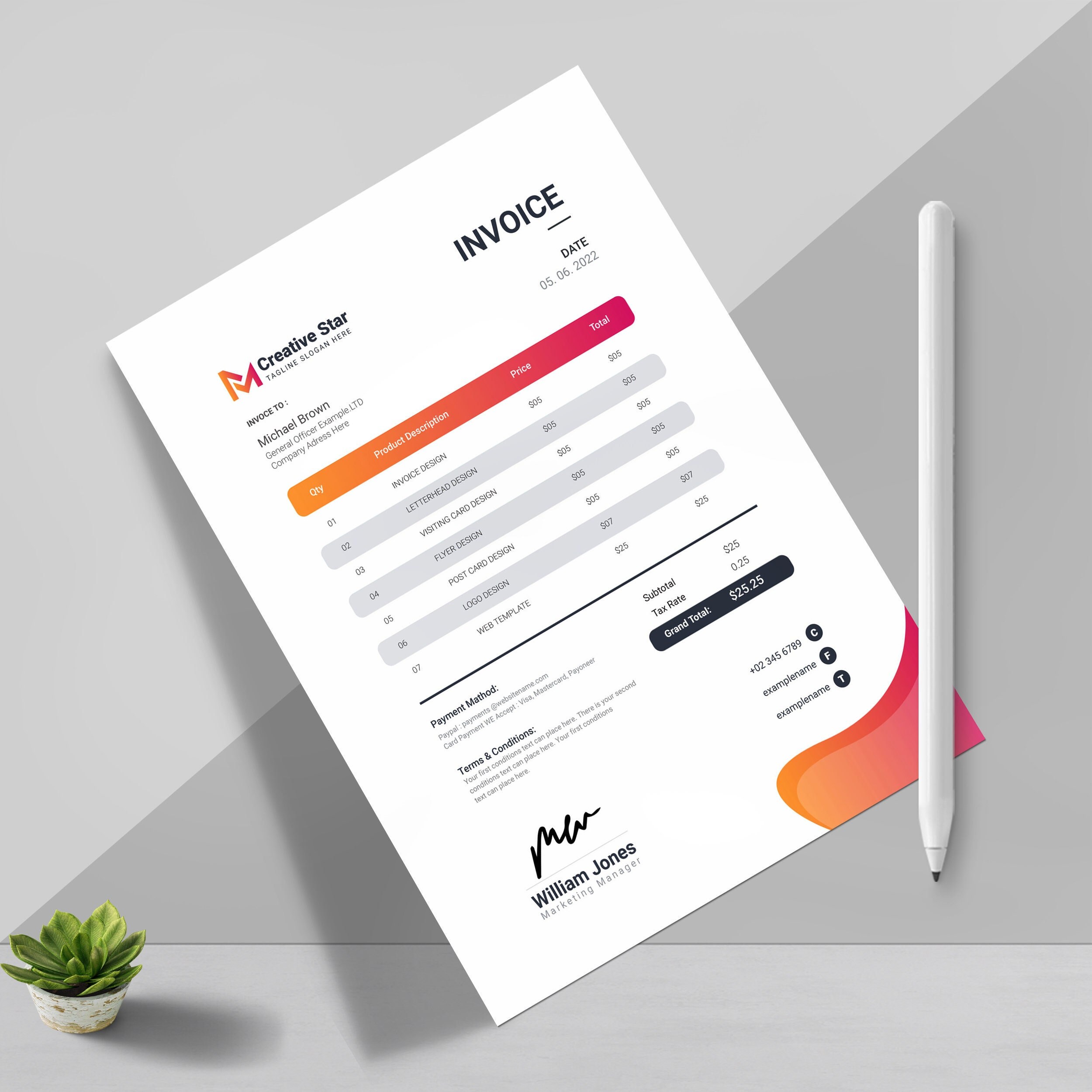 New Invoice Template Design Layout New 2022 - Etsy