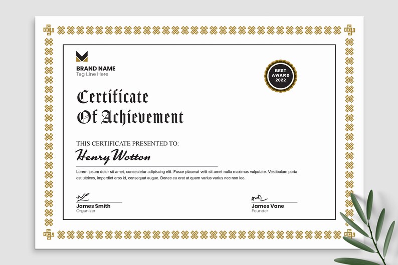 Certificate Layout DIY Editable Certificate Award Digital Download - Etsy