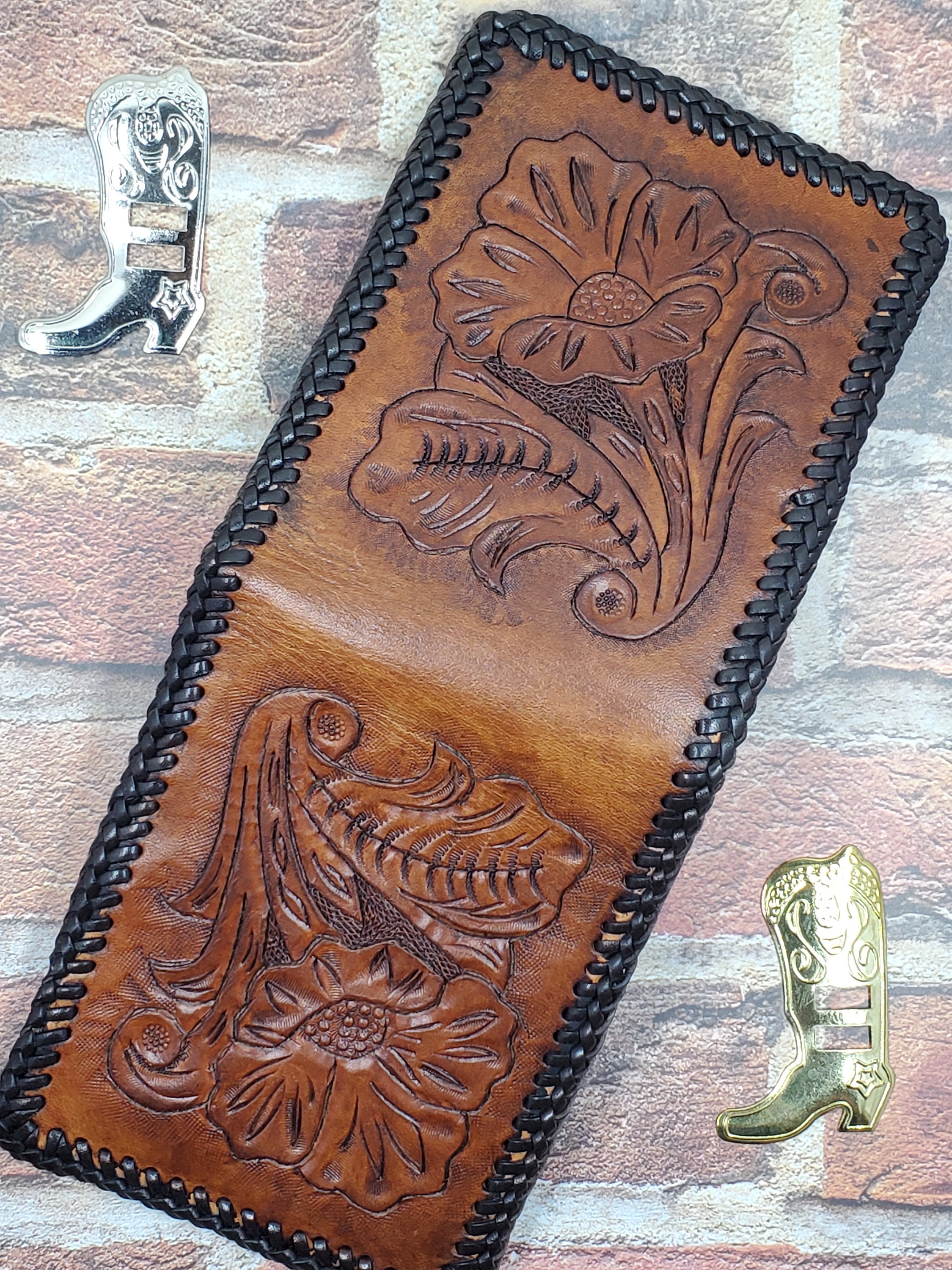 Hand Tooled & Hand Laced Men's Leather Billfold Wallet - Etsy