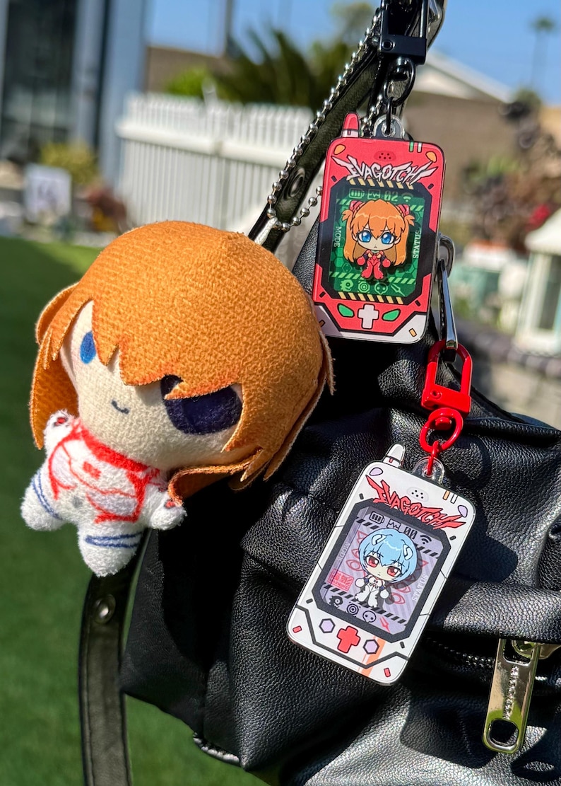 Asuka and Rei Evagotchi Tamagotchi Phone Virtual Pet Acrylic 3D Charm ...