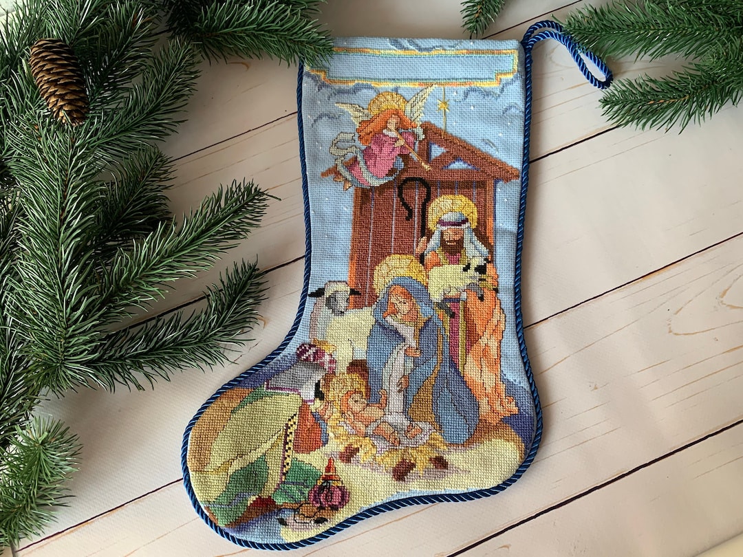 Holy Night Stocking Personalized Christmas Stocking Religious Stocking ...