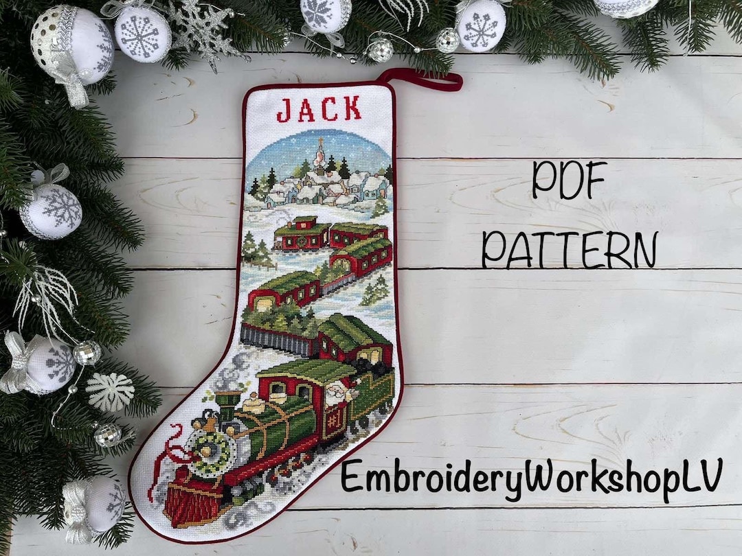 PDF Patterns Xmas Stocking Embroidery Patterns Xmas Train Cross Stitch ...