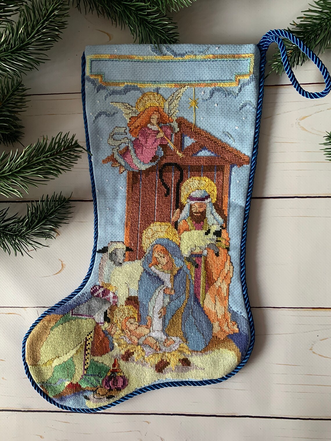 Holy Night Stocking Personalized Christmas Stocking Religious - Etsy