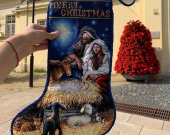 Holy Night Stocking Personalized Christmas Stocking Religious Stocking ...