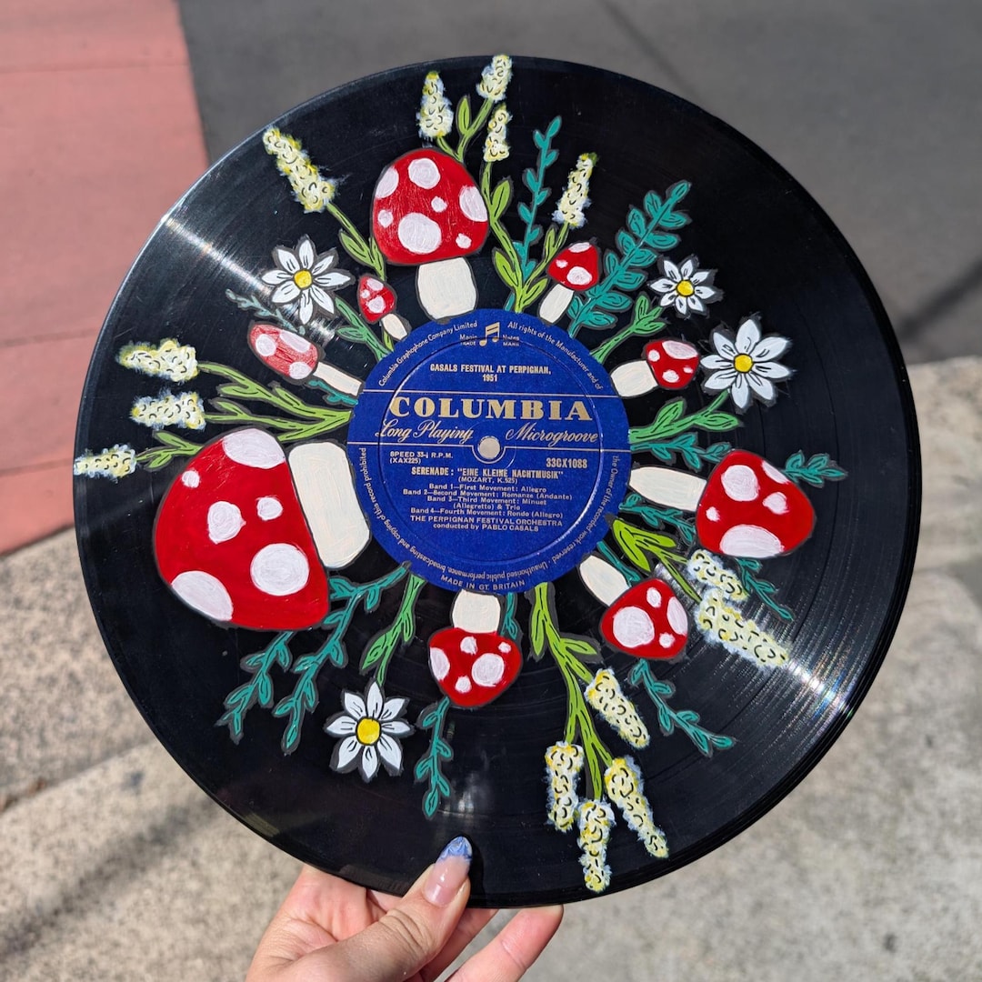 Mushroom Handpainted Vinyl Record - Etsy