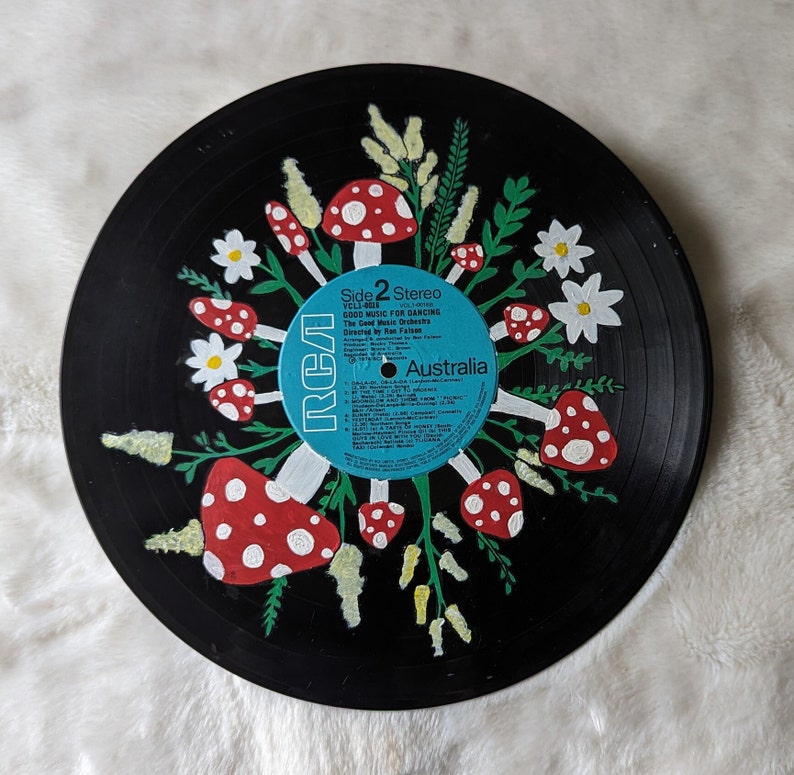 Mushroom Handpainted Vinyl Record - Etsy