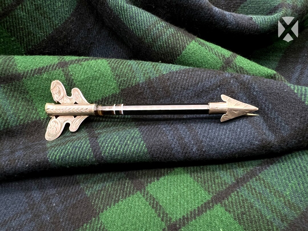 Agate Arrow Sterling Silver Kilt Pin Antique Victorian-era Scottish ...