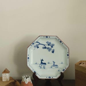 Hasami-ware Bambi Plate / Made in Japan / Porcelain Flower Plate / Hand ...