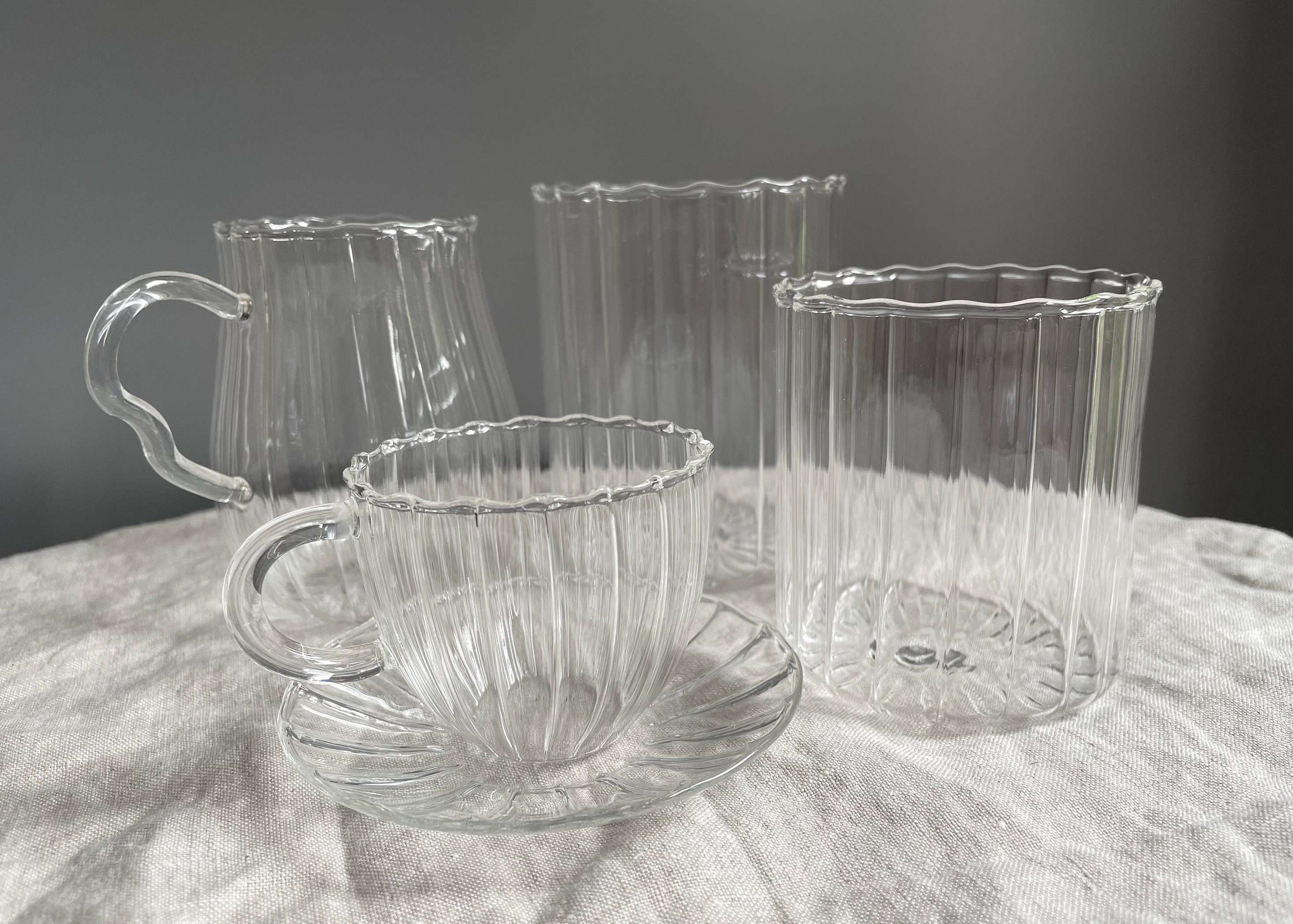 Scallop Glassware / Glass / Tumbler / Jug / Espresso Cup and Saucer ...