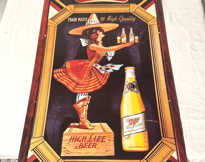 Vintage 1980s Miller High Life Sign: Champagne Man Cave Bar Decor - Etsy