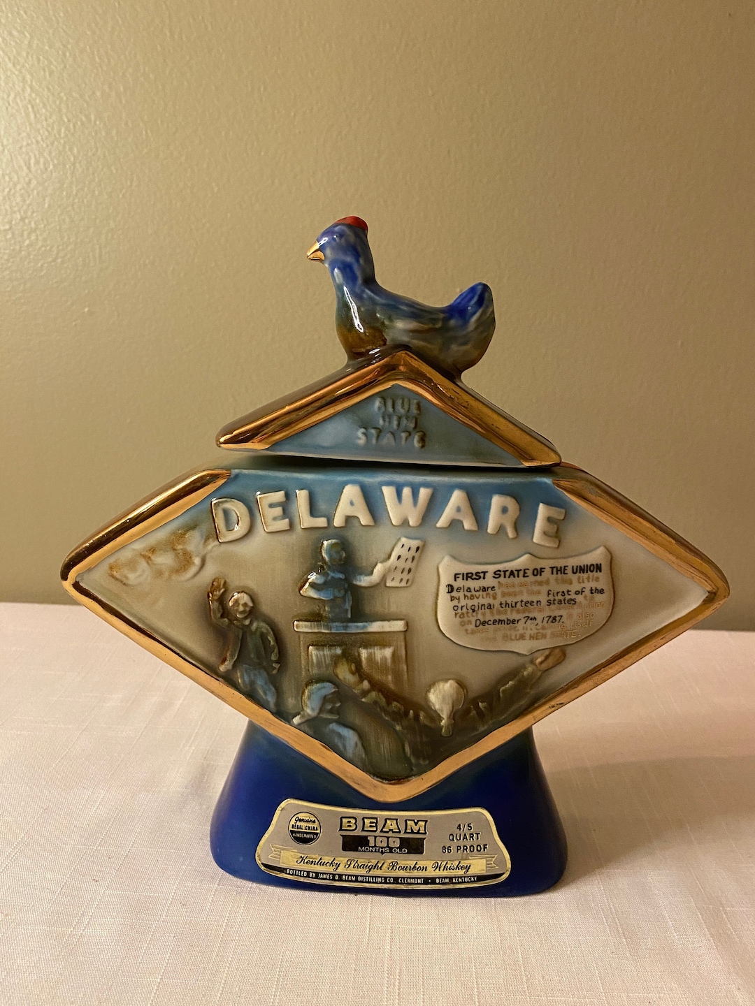 Vintage-1972 "delaware" Blue Hen State Jim Beam Decanter - Etsy