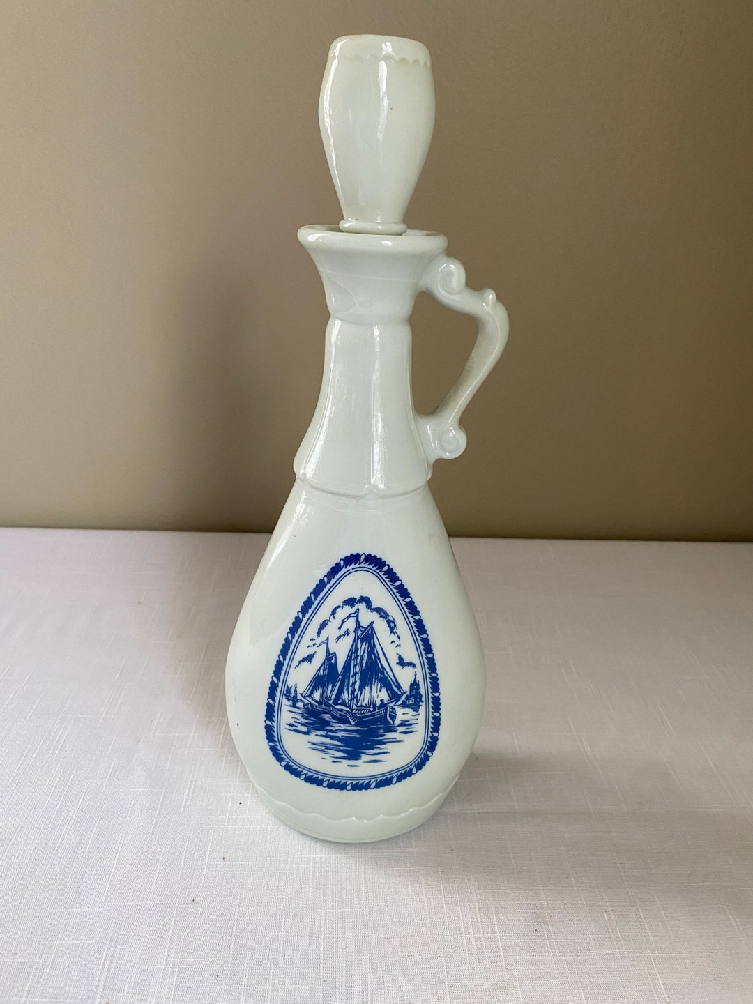 Rare Vintage 1963 Milk Glass Delft Blue Ships & Embossed - Etsy