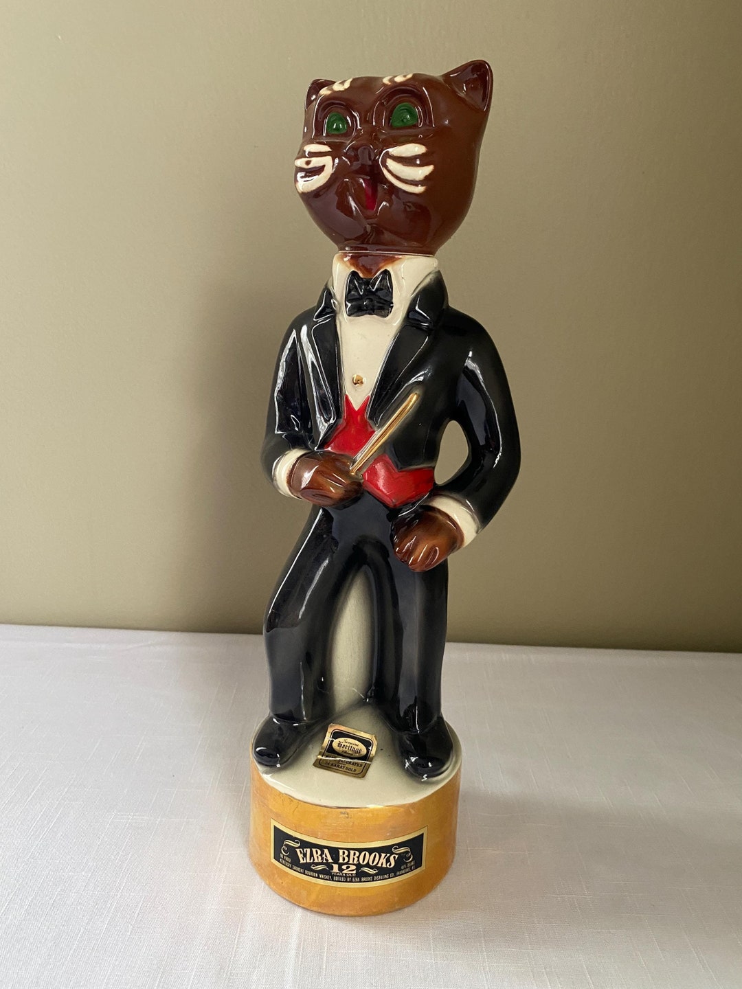 RARE-1970 "katz" Philharmonic Kansas City Cat Conductor Ezra Brooks Bar ...