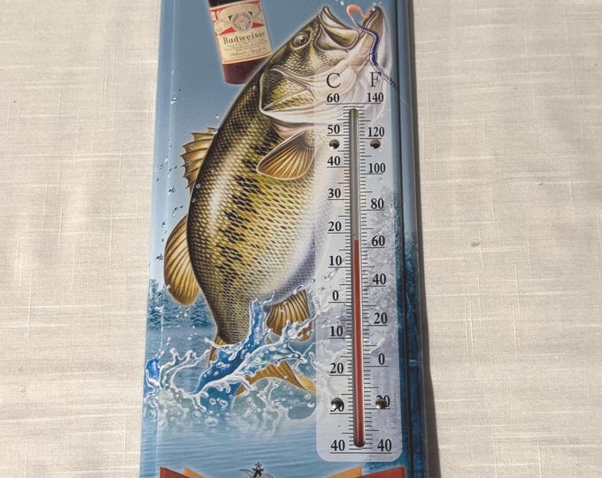 Vintage Budweiser Thermometer: Bass Fishing Bar Sign - Etsy