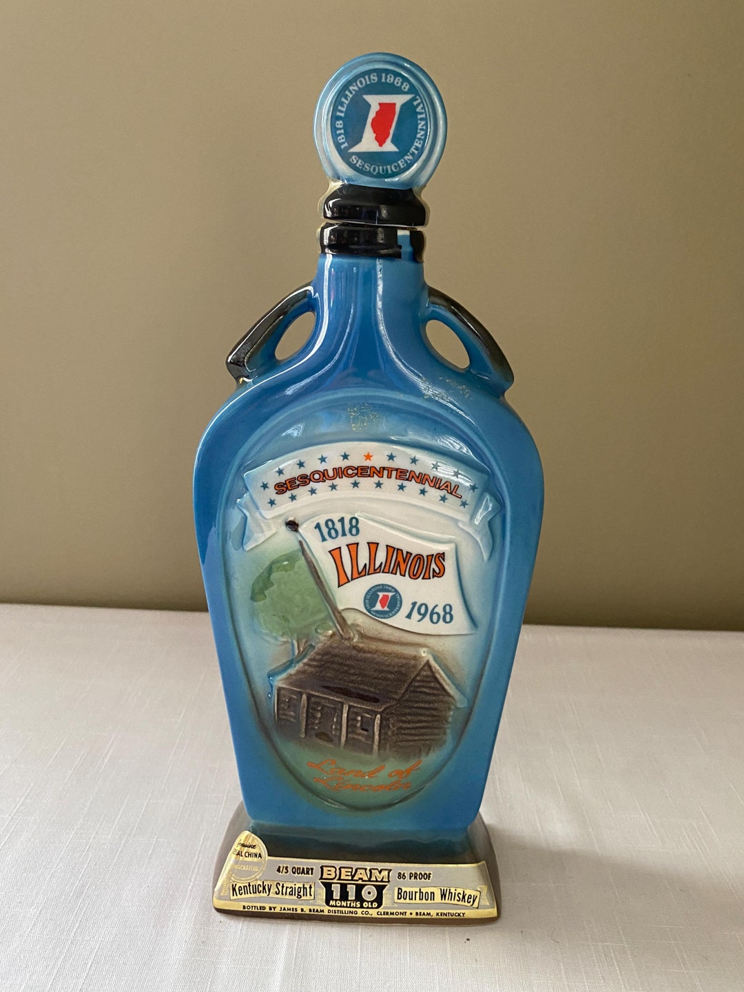 Vintage-1968 Illinois Jim Beam Bar Barware Decanter - Etsy