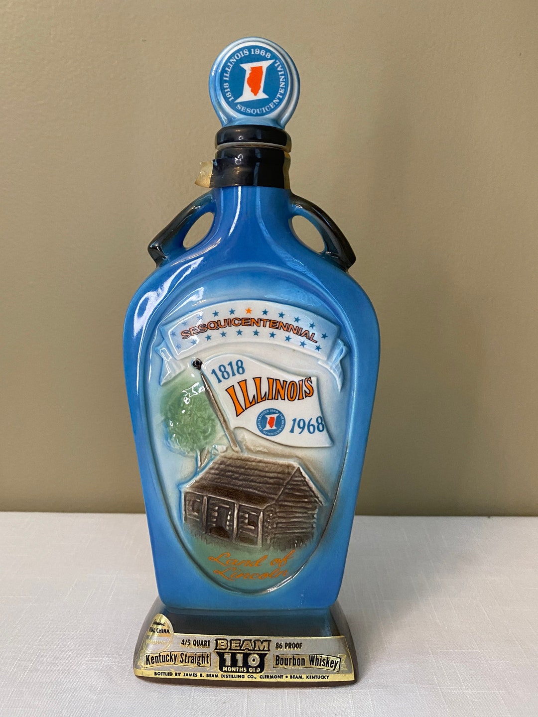 Vintage - 1968 Illinois Jim Beam Decanter - Etsy