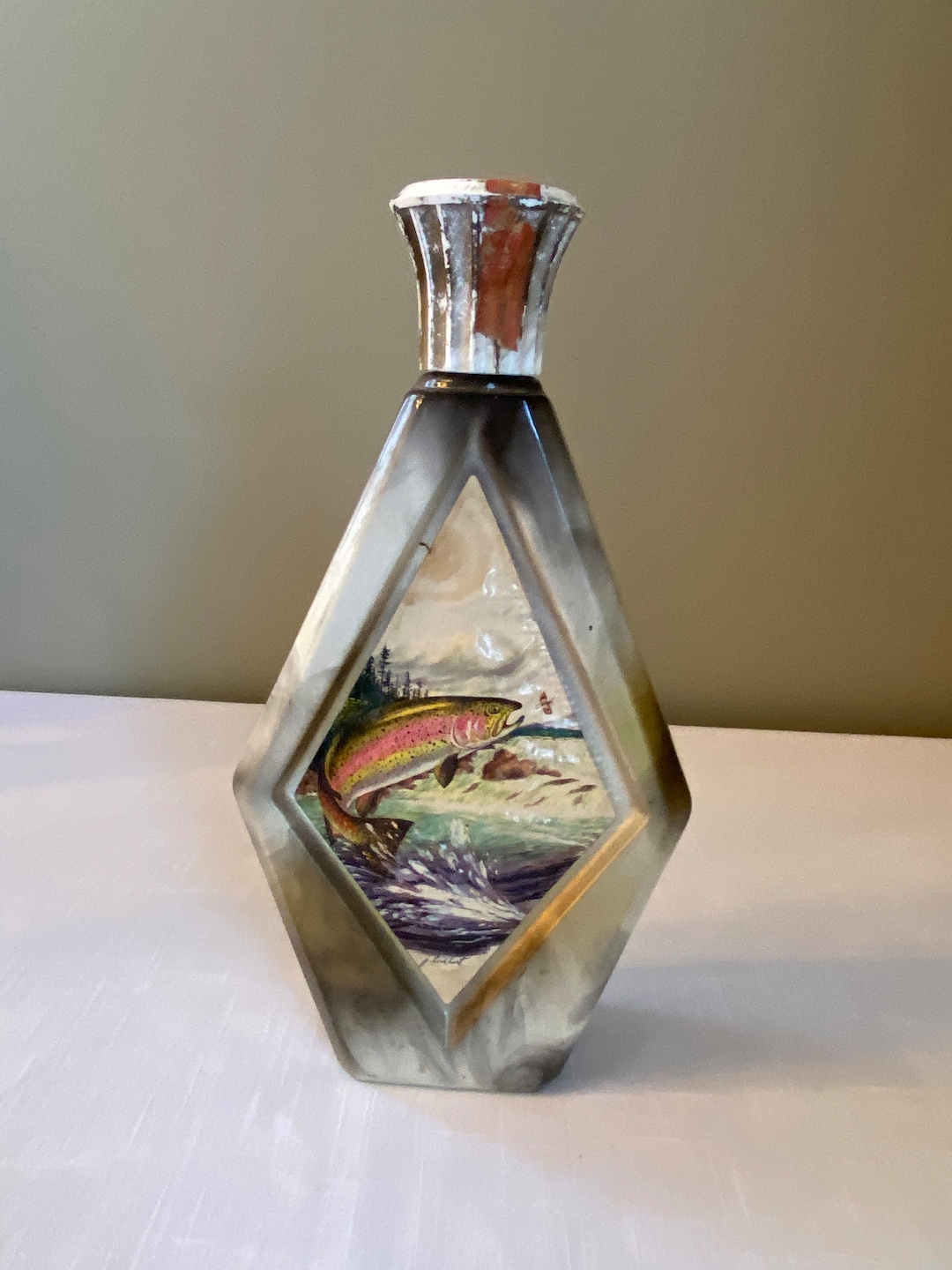 Vintage 1970's rainbow Trout by James Lockhart Jim Beam Whiskey ...