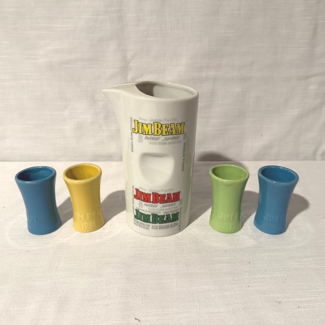 Vintage Jim Beam Porcelain Cocktail Pitcher Set: 1970s Barware - Etsy