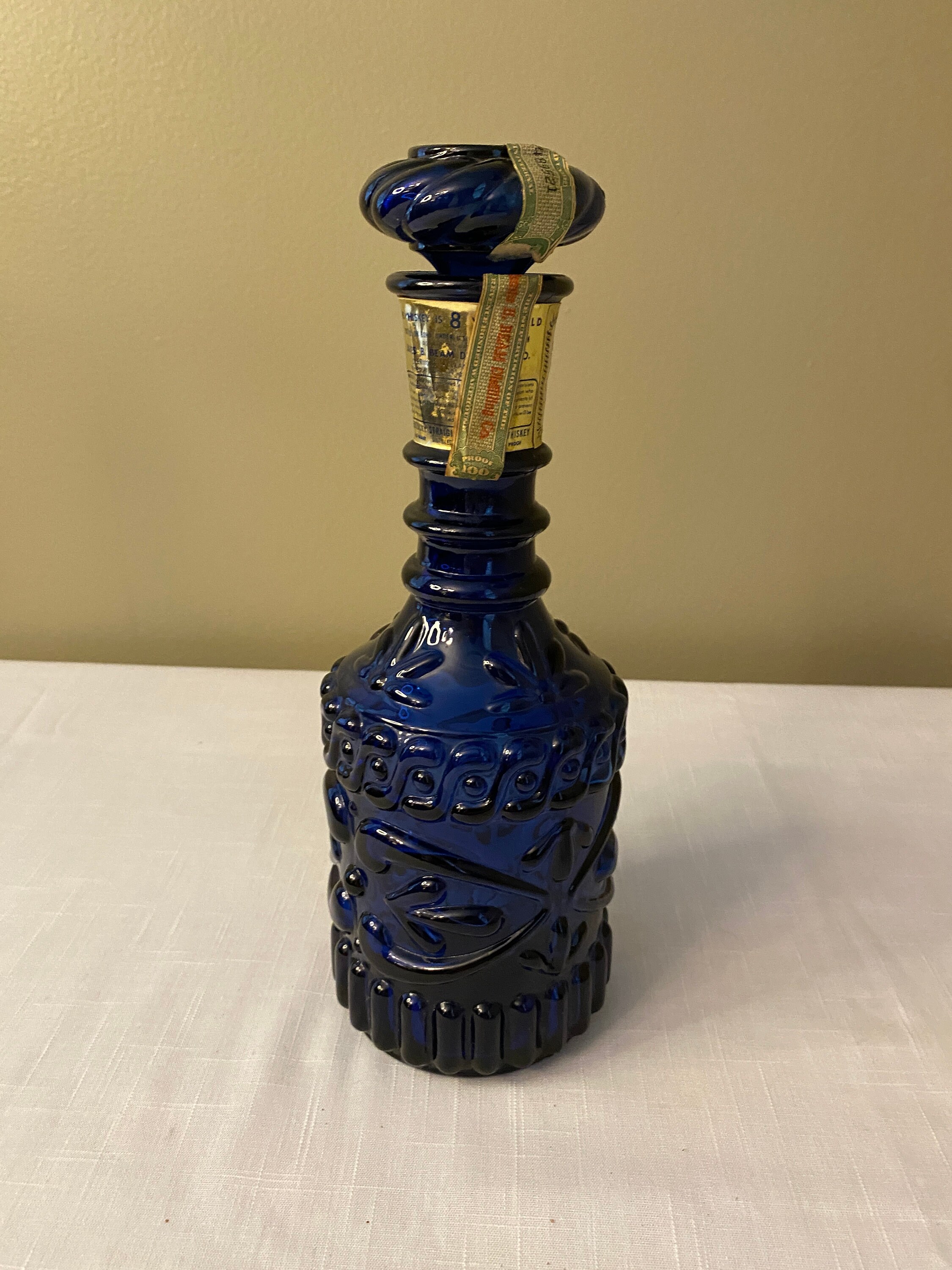 Vintage 1971 Cobalt Blue Glass Jim Beam Whiskey Decanter - Etsy
