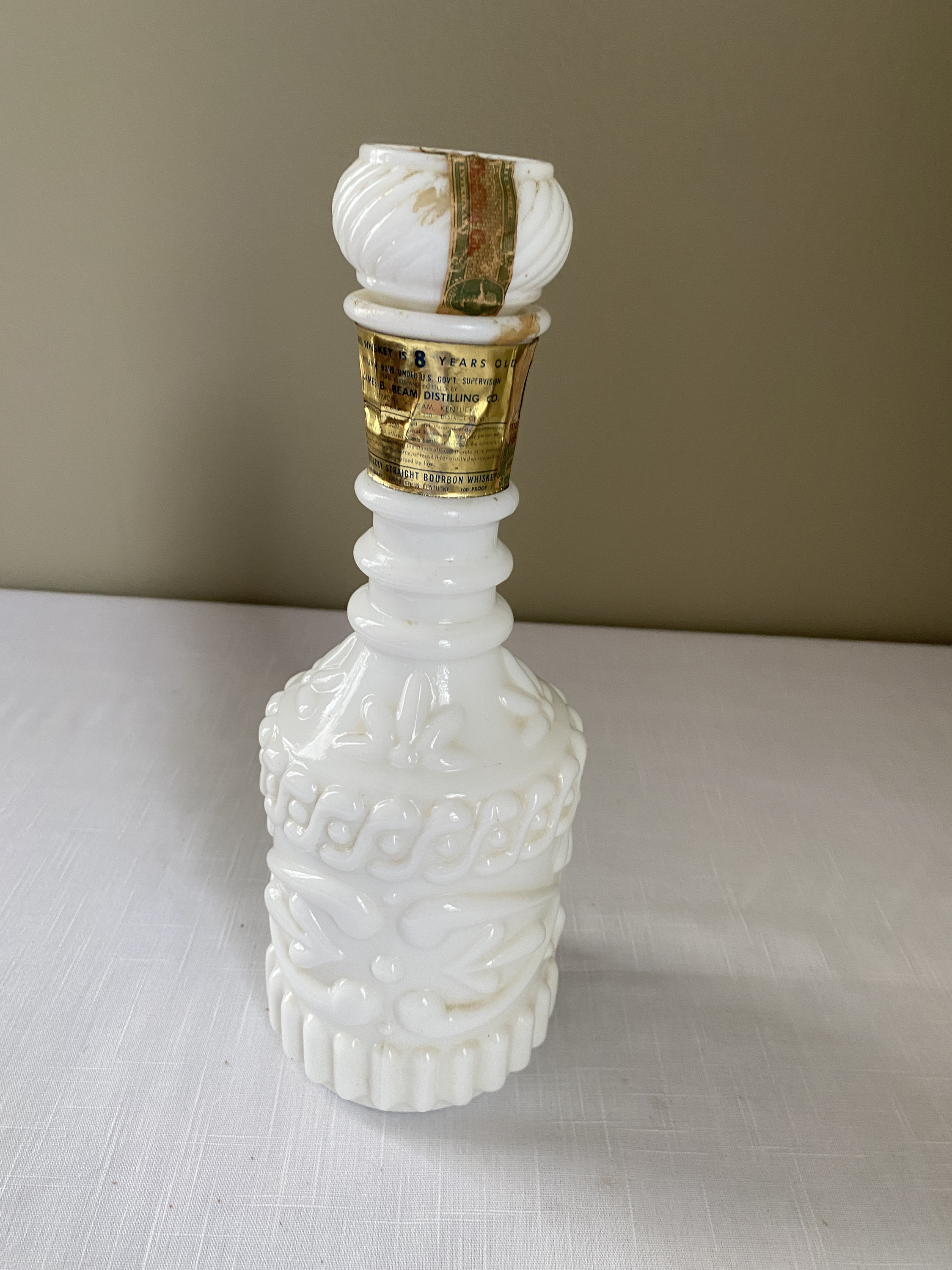 Jim Beam Milk Glass Decanter