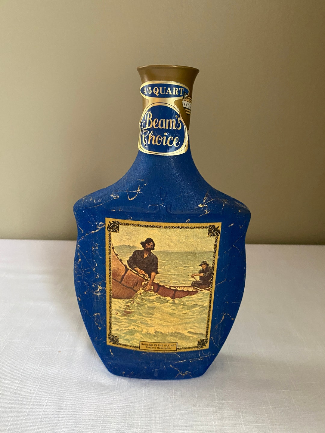 Vintage-1968 "hauling in the Gill Net" by Frederick Remington, Jim Beam ...