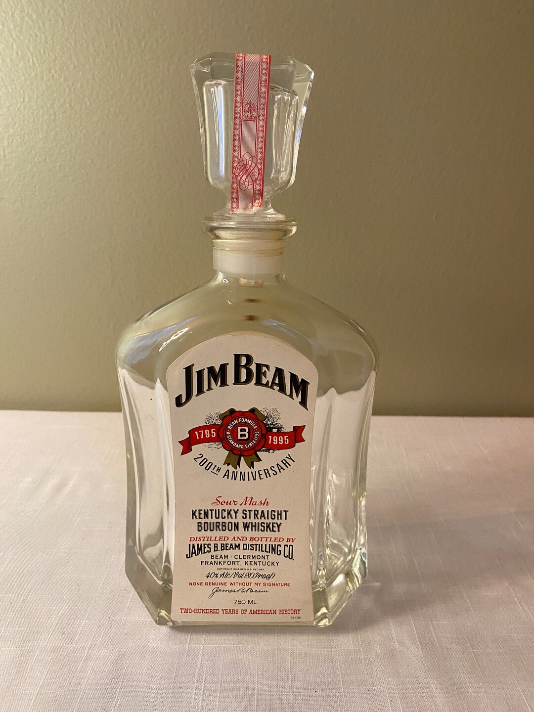 ULTRA RARE-1995 200th Anniversary Jim Beam Glass Bottle Decanter - Etsy