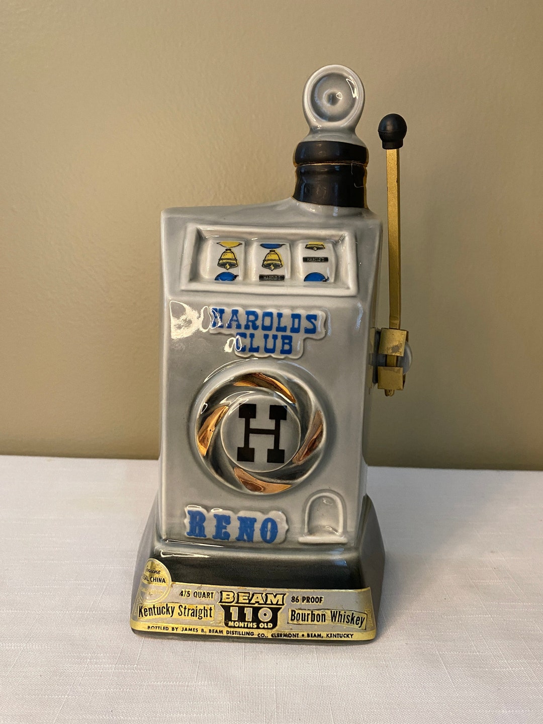 Vintage 1968 Reno harold's Club Slot Machine Jim Beam Decanter - Etsy