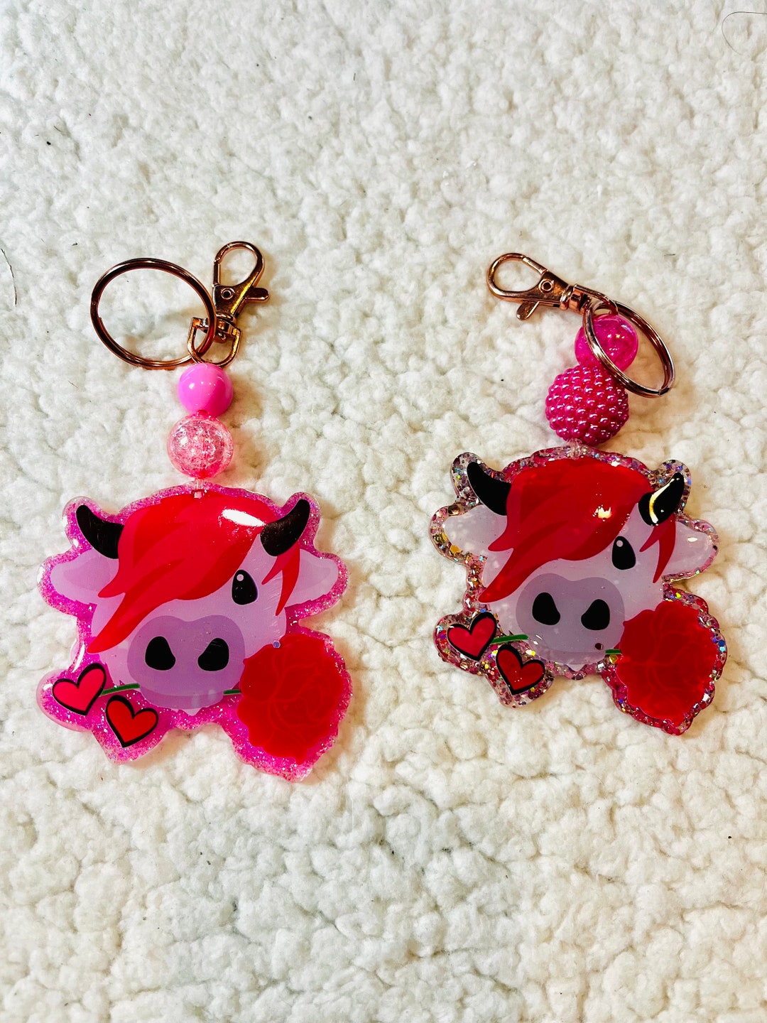 Valentines Highland Cow Keychains - Etsy