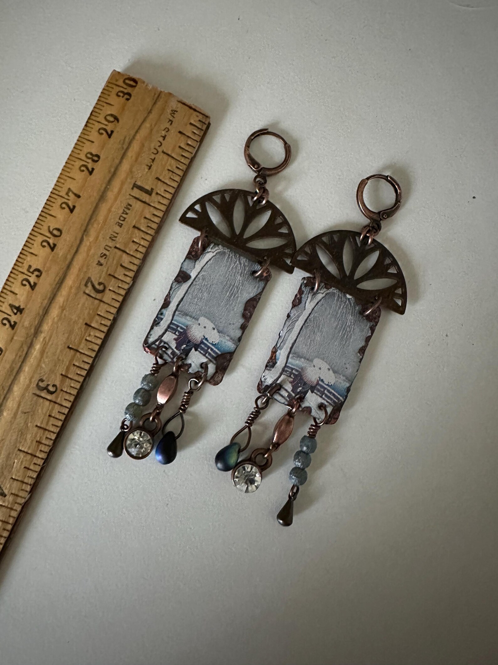 Winter Scene, Enameled Copper, Artisan Made, Dangles - Etsy