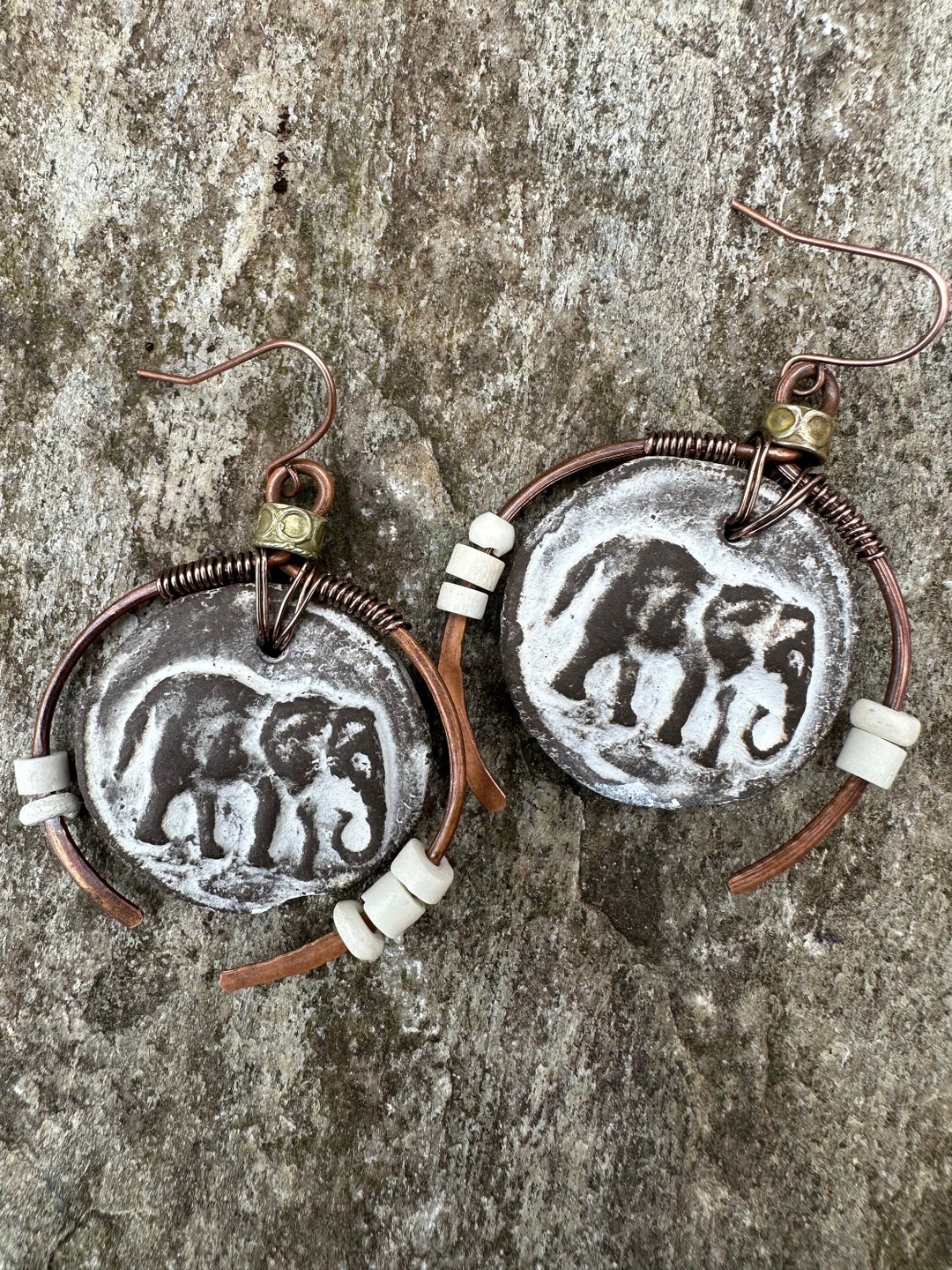 Elephants, Ceramic, Rustic, Bone, Artisan Made - Etsy
