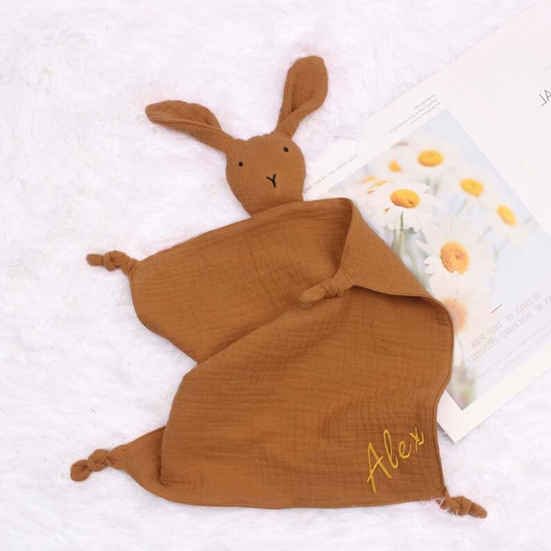 Personalized Bunny Comforter, Soft Sleeping Toy, Organic Muslin Baby ...