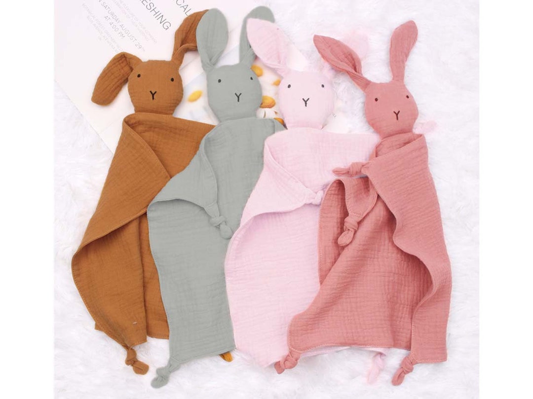 Personalized Bunny Comforter, Soft Sleeping Toy, Organic Muslin Baby ...