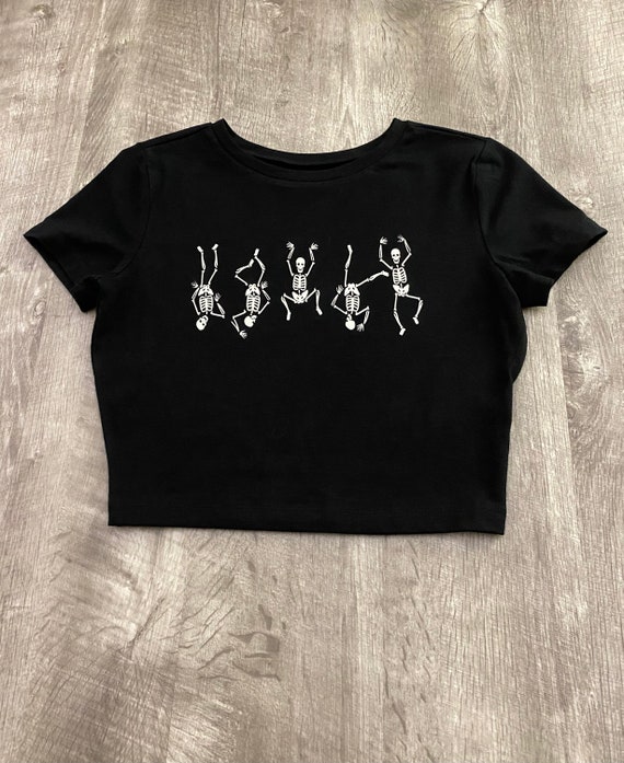 Halloween Dancing Skeletons Fitted Crop Top - Etsy