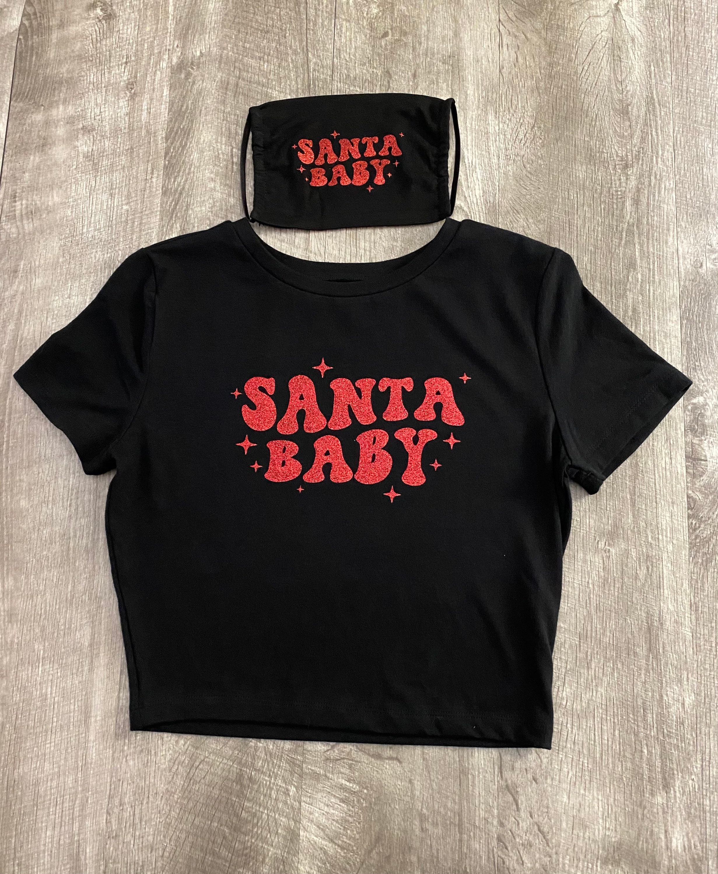 Christmas Santa Baby Red Glitter Crop Top - Etsy